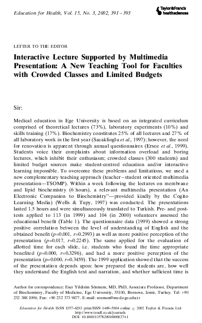 (PDF) Interactive Lecture Supported by Multimedia Presentation: A New ...