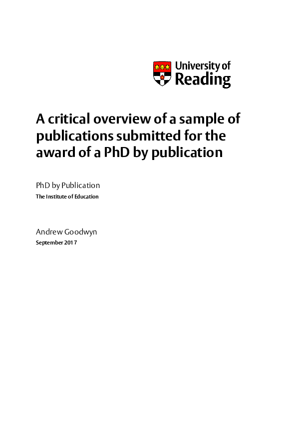 (PDF) A critical overview of a sample of publications submitted for the ...