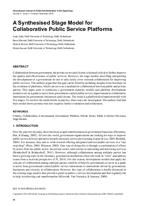 (PDF) A Synthesised Stage Model for Collaborative Public Service Platforms