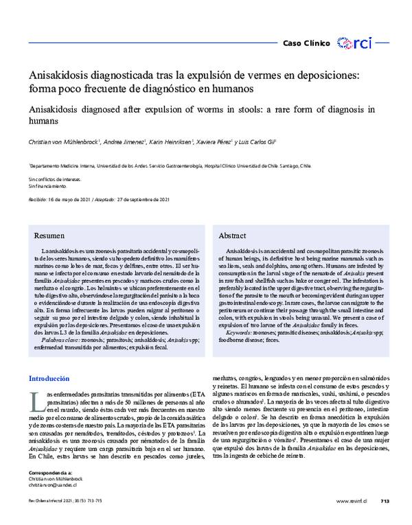 (PDF) Anisakidosis diagnosticada tras la expulsión de vermes en ...
