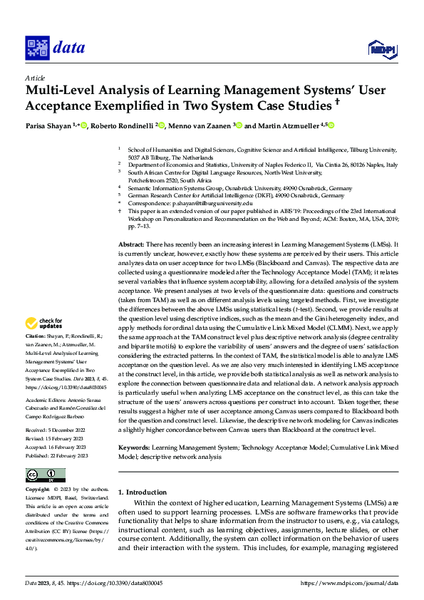 (PDF) Multi-Level Analysis of Learning Management Systems’ User Acceptance Exemplified in Two ...
