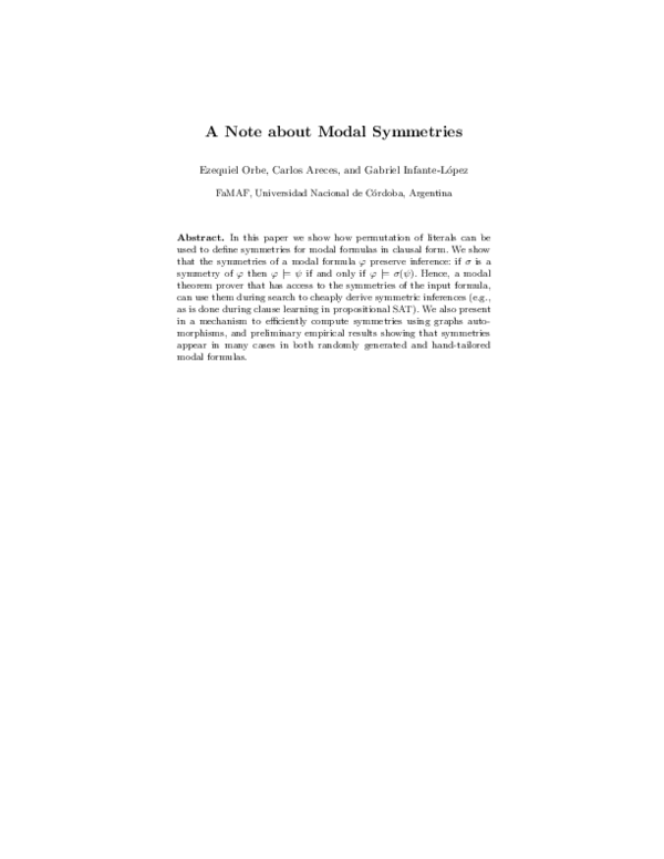(PDF) Utilizing Modal Symmetries for Inference
