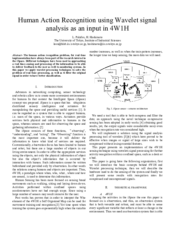 (PDF) Human Action Recognition using Wavelet signal analysis as an input in 4W1H