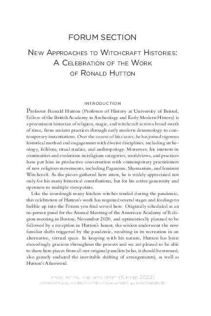 (PDF) New Approaches to Witchcraft Histories: A Celebration of the Work ...