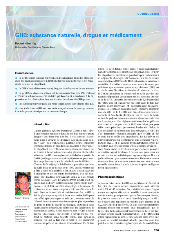 (PDF) GHB: substance naturelle, drogue et médicament