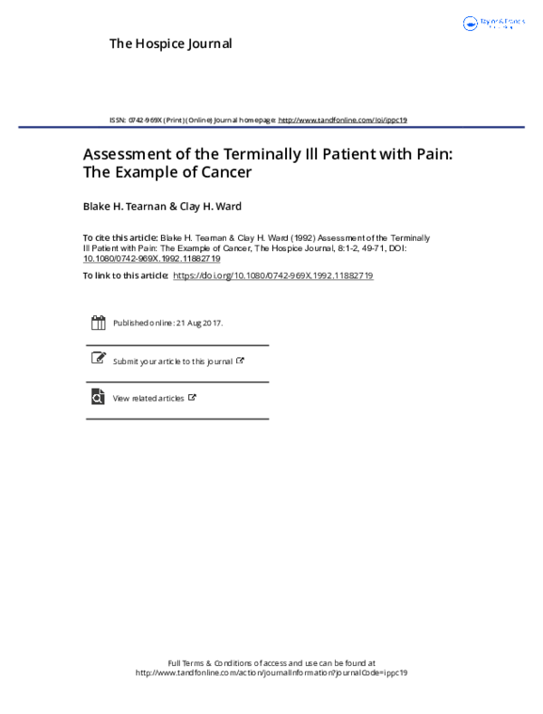 (PDF) Assessment of the Terminally Ill Patient with Pain: The Example ...