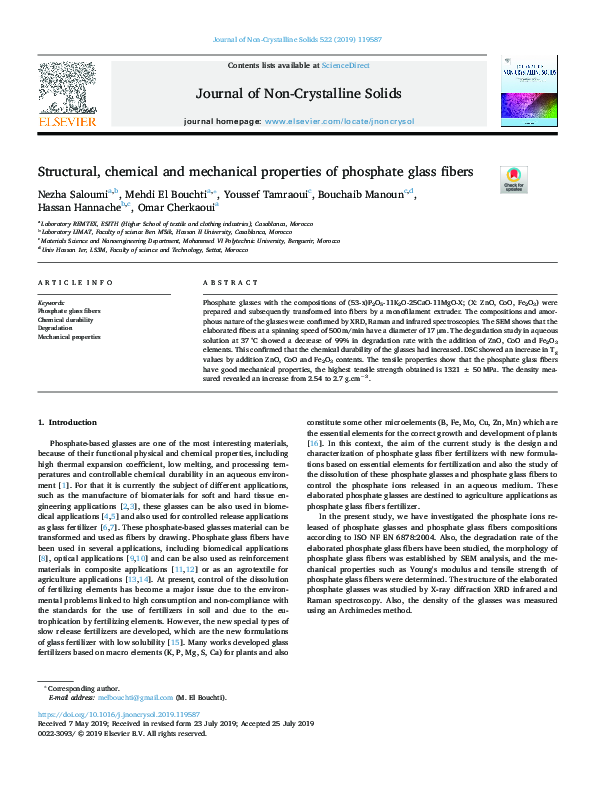 (PDF) Structural, chemical and mechanical properties of phosphate glass ...