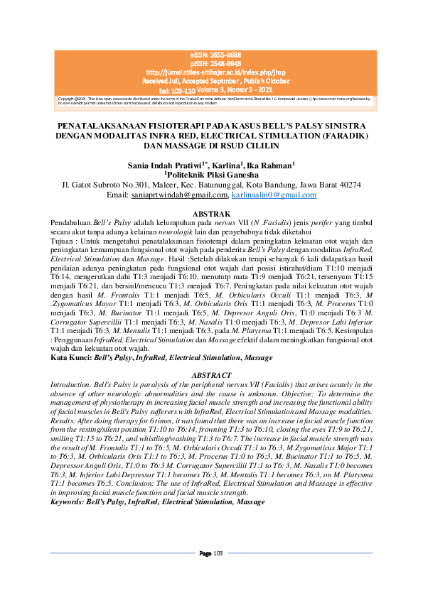 (PDF) Penatalaksanaan Fisioterapi Pada Kasus Bell’s Palsy Sinistra ...