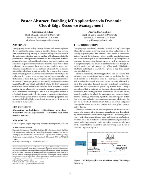 (PDF) Enabling IoT Applications via Dynamic Cloud-Edge Resource Management