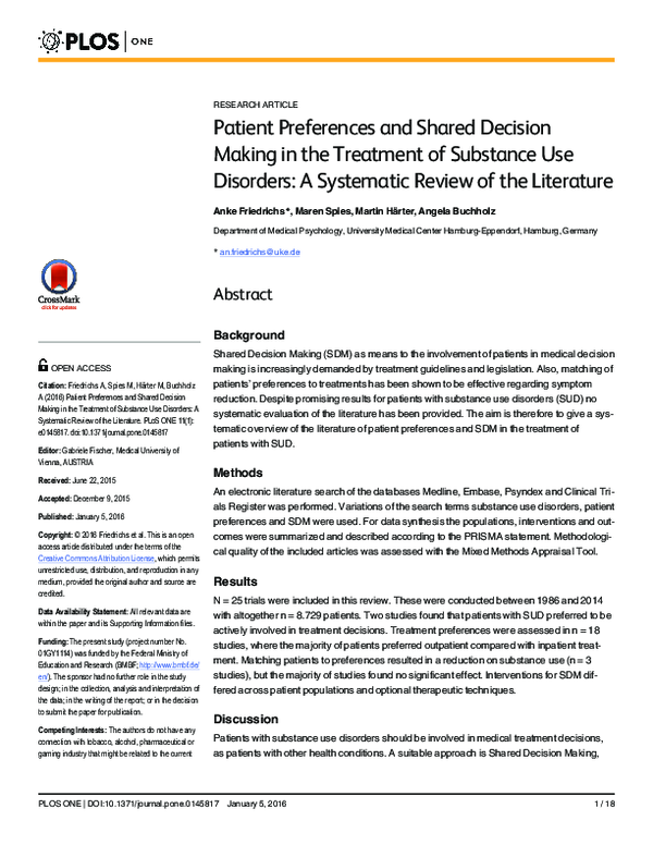 (PDF) Patient Preferences and Shared Decision Making in the Treatment of Substance Use Disorders ...