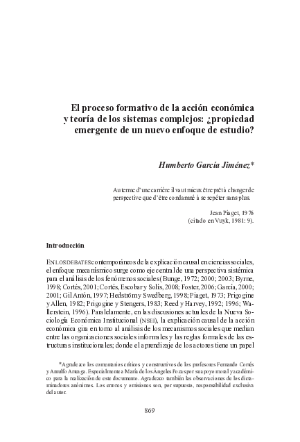 (PDF) El proceso formativo de la acción económica y teoría de los ...