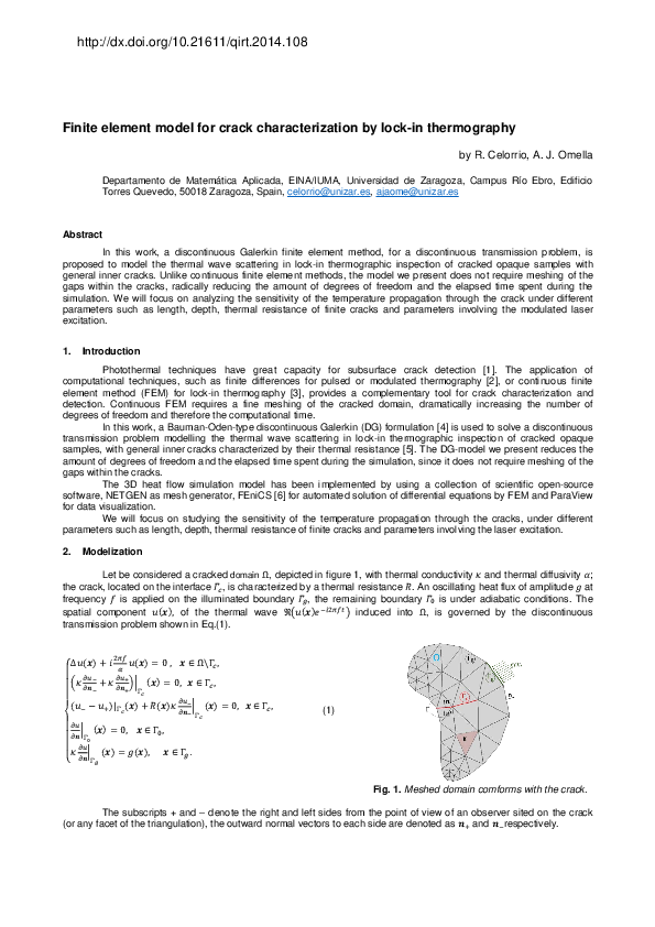 (PDF) Finite element model for crack characterization by lock-in thermography