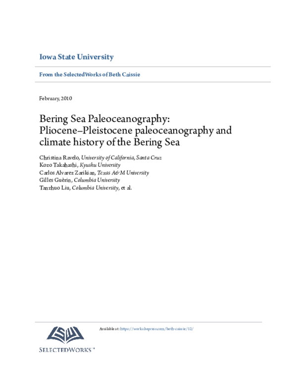 (PDF) Pliocene-Pleistocene Climate History of Bering Sea