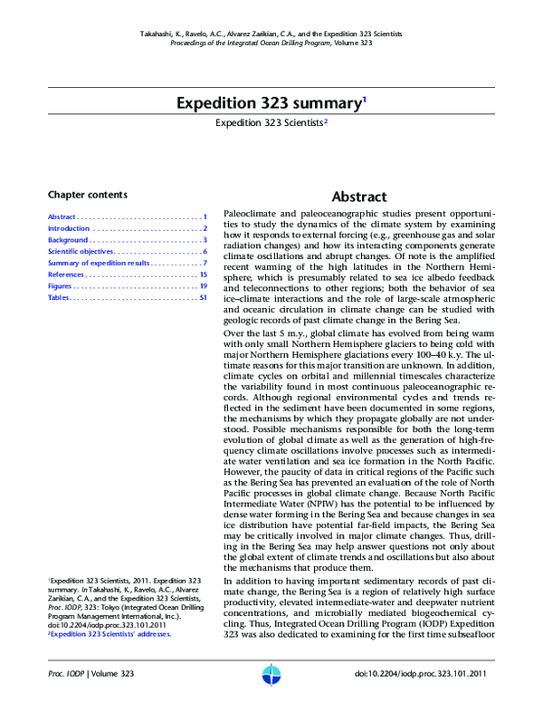 (PDF) Expedition 323 summary
