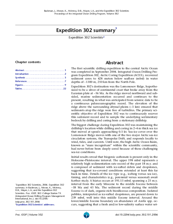 (PDF) Expedition 302 summary