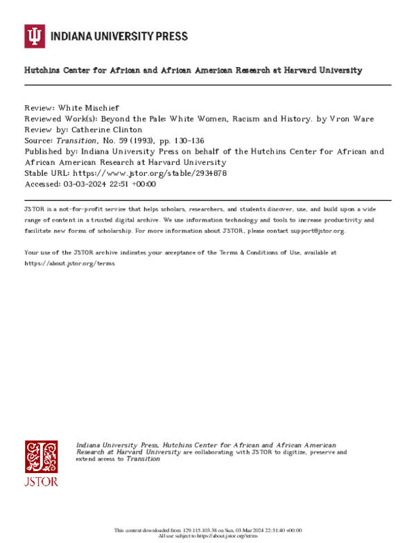 (PDF) White Mischief Reviewed Work(s): Beyond the Pale: White Women ...