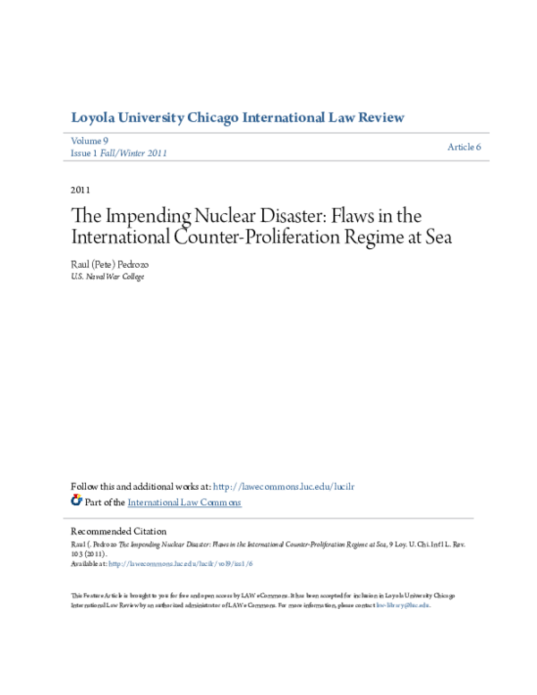 (PDF) The Impending Nuclear Disaster: Flaws in the International ...