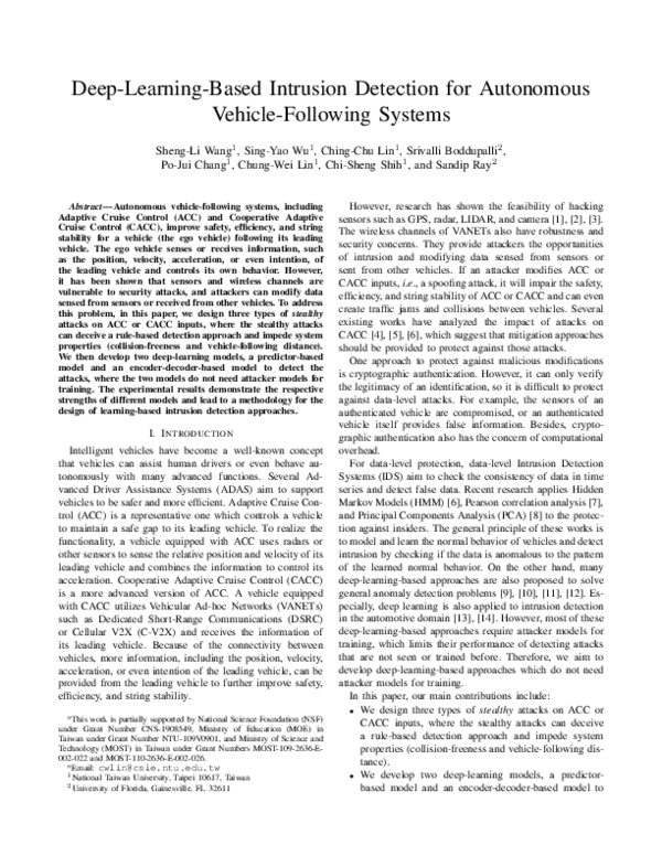 (PDF) Deep-Learning-Based Intrusion Detection for Autonomous Vehicle ... (PDF) Deep-Learning-Based Intrusion Detection for Autonomous Vehicle ...