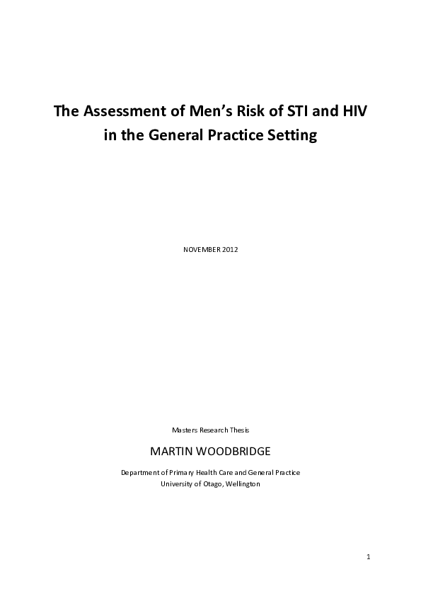 (PDF) 1 The Assessment of Men’s Risk of STI and HIV in the General ...