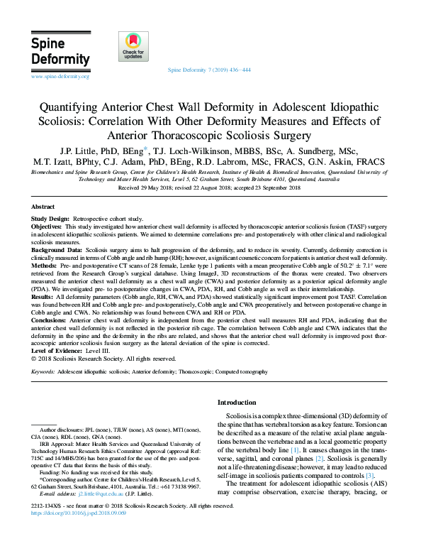(PDF) Quantifying Anterior Chest Wall Deformity in Adolescent ...