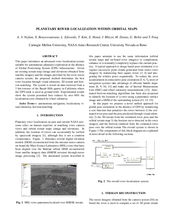 (PDF) Planetary rover localization within orbital maps