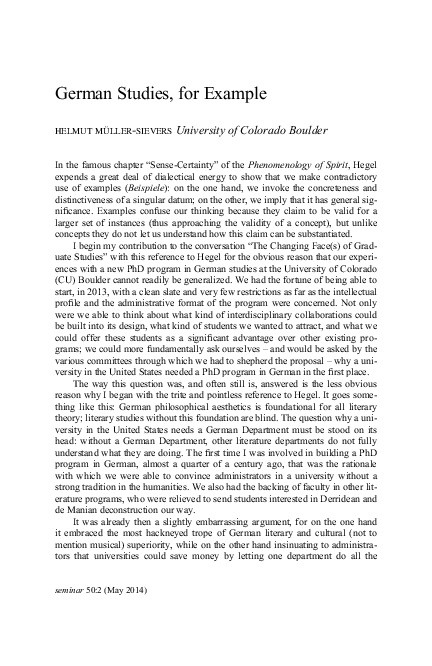 (PDF) German Studies, for Example