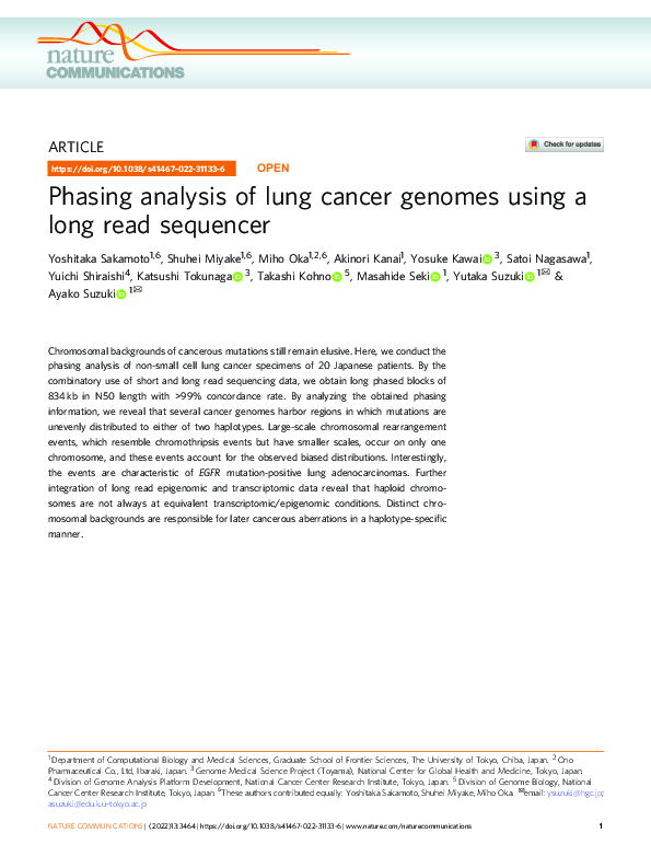 (PDF) Phasing analysis of lung cancer genomes using a long read sequencer