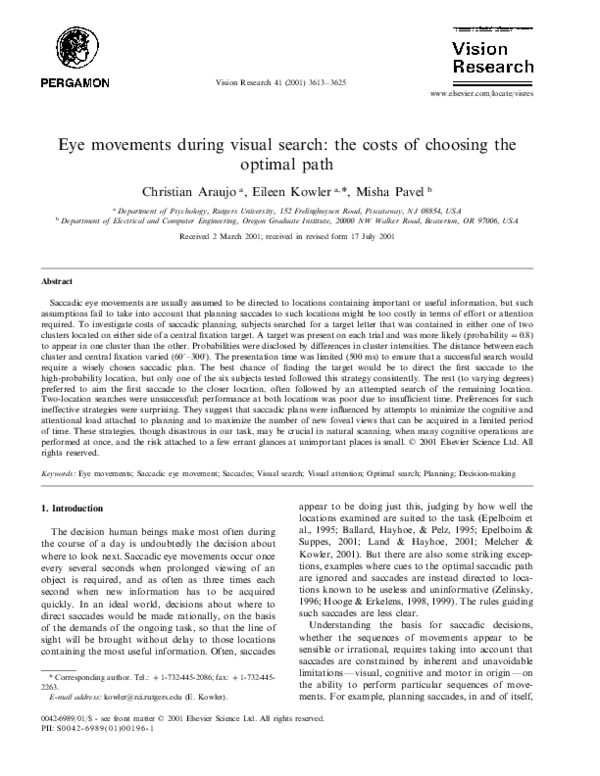 (PDF) Eye movements during visual search: the costs of choosing the ...