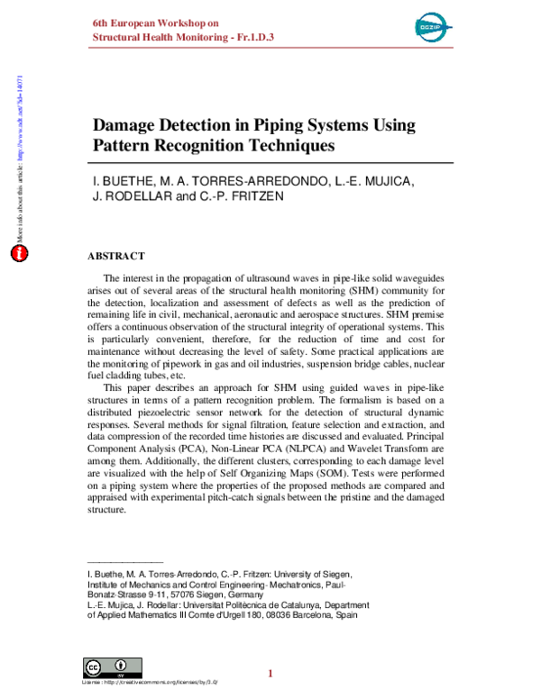 (PDF) Damage Detection in Piping Systems Using Pattern Recognition Techniques