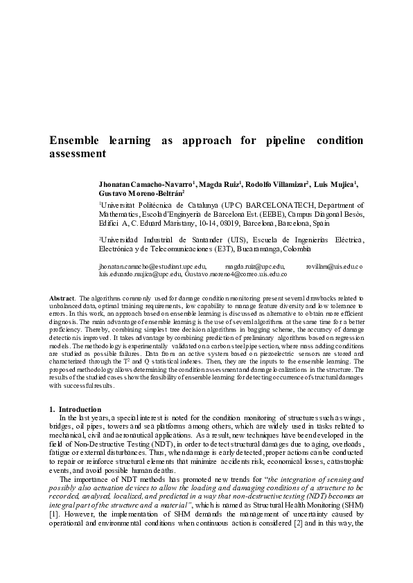 (PDF) Ensemble learning as approach for pipeline condition assessment