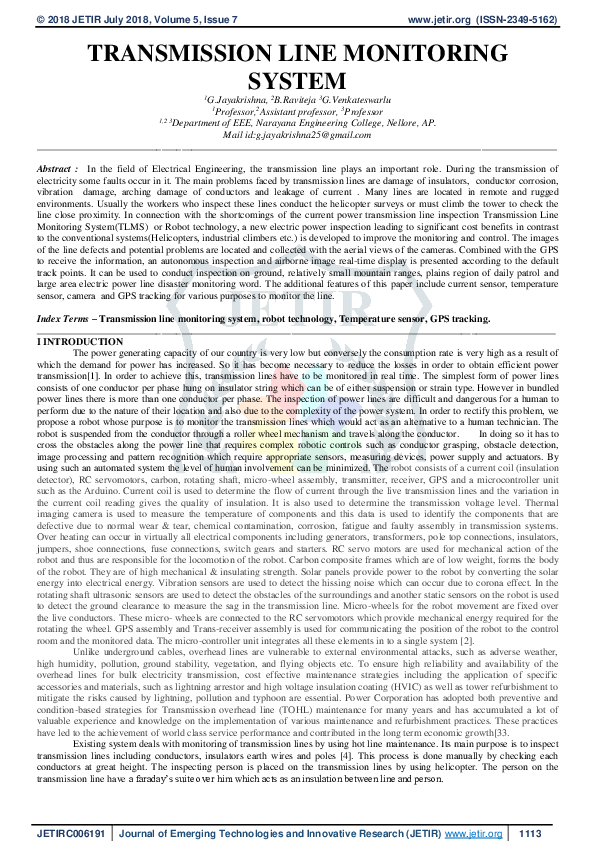 (PDF) Transmission Line Monitoring System