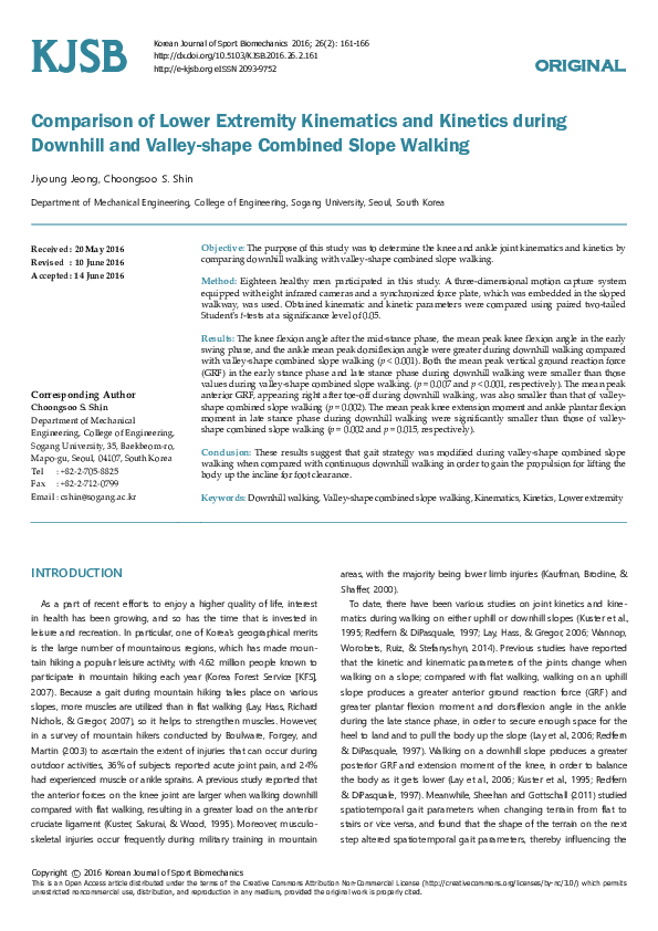 (PDF) Comparison of Lower Extremity Kinematics and Kinetics during ...