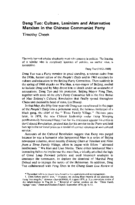 (PDF) Deng Tuo: Cultural Revolution and Its Impact