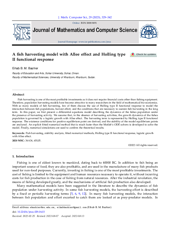 (PDF) A fish harvesting model with Allee effect and Holling type II ...