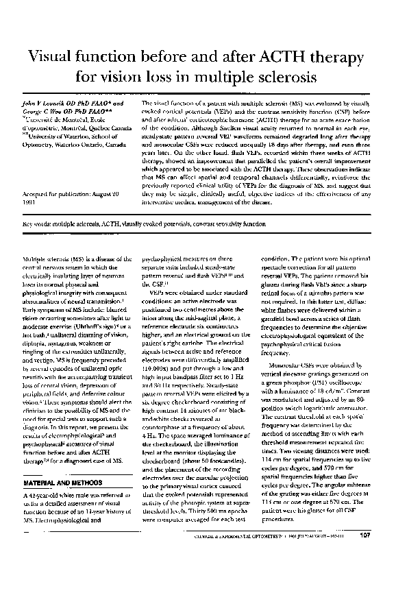 (PDF) Visual function before and after ACTH therapy for vision loss in ...