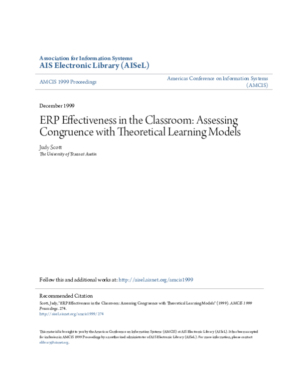 (PDF) Assessing ERP Effectiveness in Classroom Learning Models
