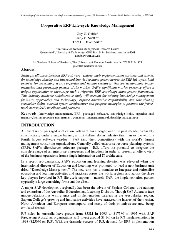 (PDF) Cooperative ERP life-cycle knowledge management