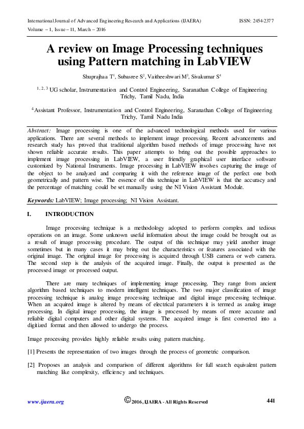 (PDF) A review on Image Processing techniques using Pattern matching in ...