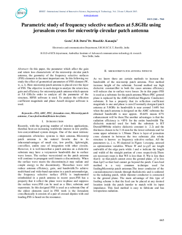 (PDF) Parametric study of frequency selective surfaces at 5.8GHz using ...