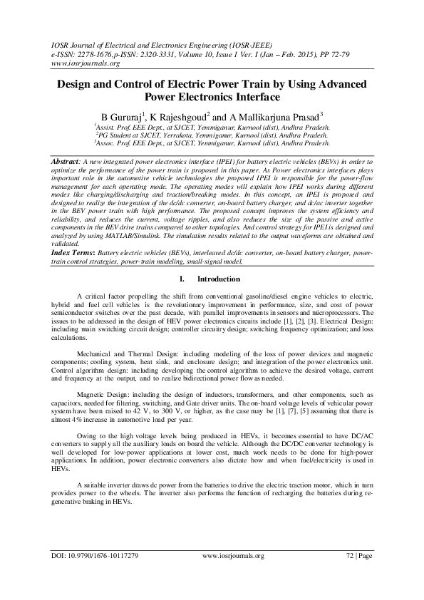 (PDF) Design and Control of Electric Power Train by Using Advanced ...