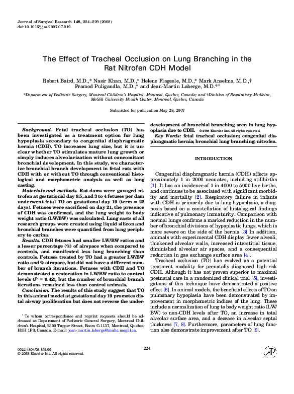 (PDF) Lung branching in the Nitrofen rat model of Congenital ...
