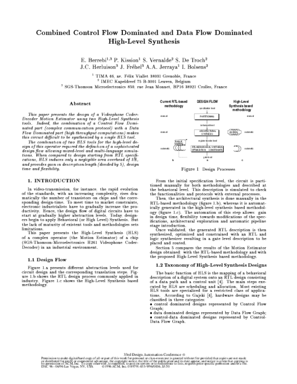 (PDF) Combined control flow dominated and data flow dominated high-level synthesis