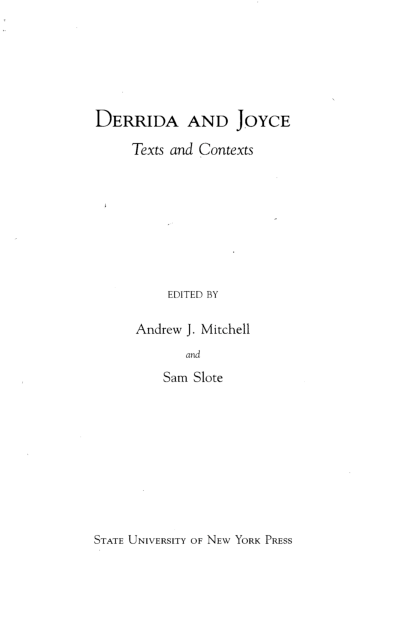 (PDF) Derrida and Joyce