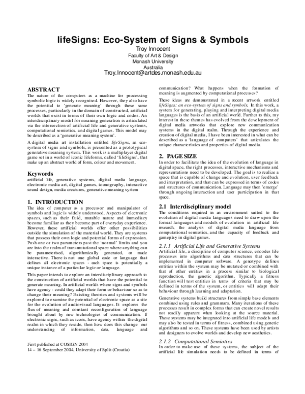 (PDF) Lifesigns: Ecosystem of Signs & Symbols