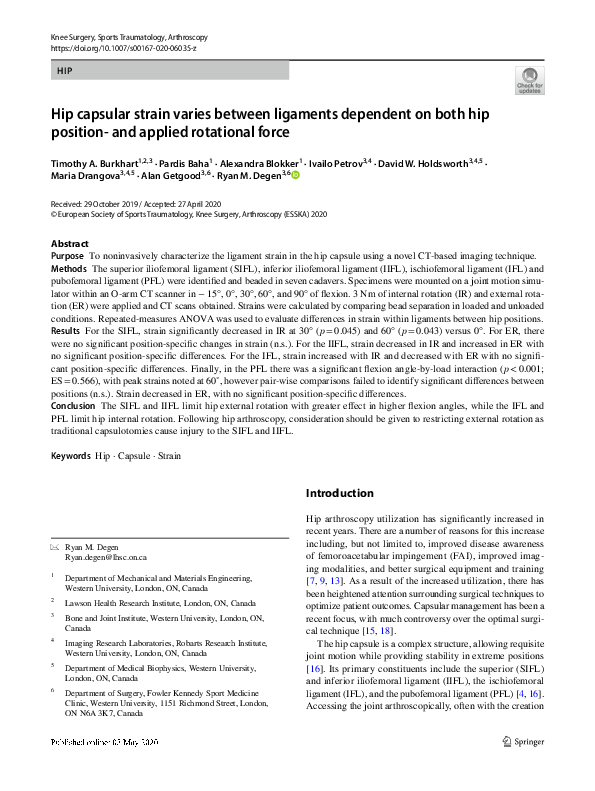 (PDF) Hip capsular strain varies between ligaments dependent on both ...