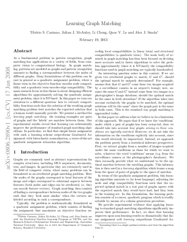 (PDF) Learning Graph Matching