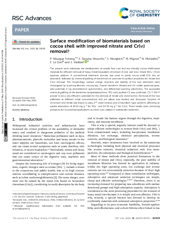 (PDF) Surface modification of biomaterials based on cocoa shell with ...