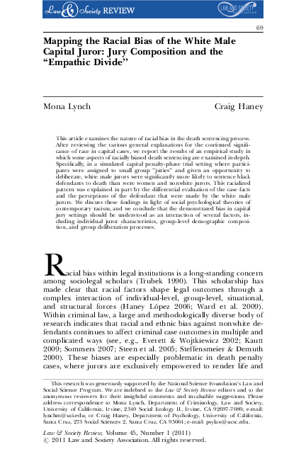 (PDF) Mapping the Racial Bias of the White Male Capital Juror: Jury ...
