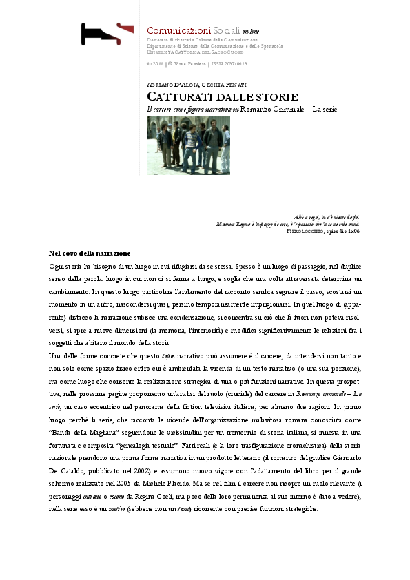 (PDF) Catturati dalle storie. Il carcere come figura narrativa in ...