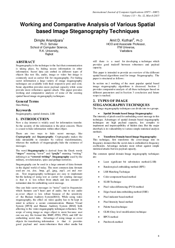 (PDF) Working and Comparative Analysis of Various Spatial based Image ...